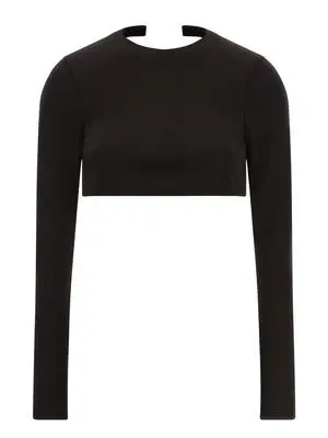TOM FORD Crew Neck Backless Long Sleeve Top - Black