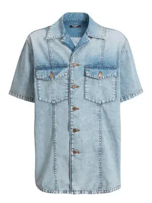 Balmain Short-sleeve Denim Shirt - Blue