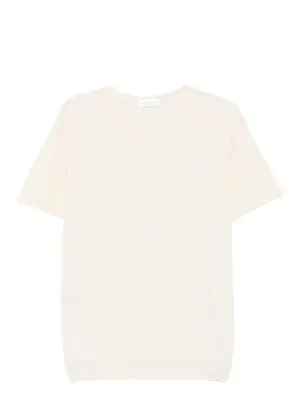 ROBERTO COLLINA Short-sleeve Knitted Silk T-shirt - Ecru