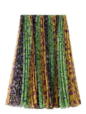 La DoubleJ Floral Pleated Skirt - Green