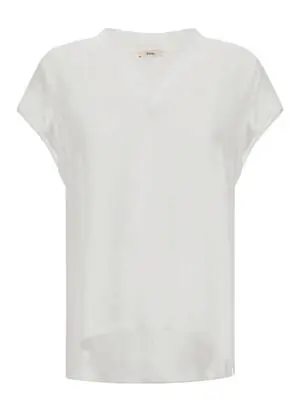Herno Viscose V-neck Short-sleeve Top - White