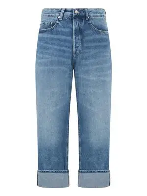 ICON DENIM LOS ANGELES Cuffed Straight Leg Jeans - Blue