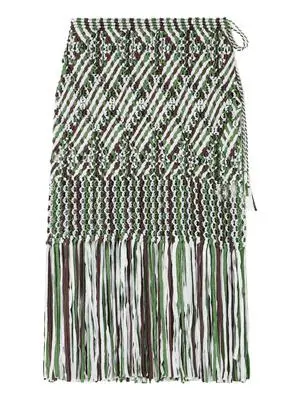 WALES BONNER Wales Bonner Fringed Macramé Midi Skirt