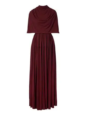 Proenza Schouler Frankie Cape-effect Pleated Maxi Dress - Brown