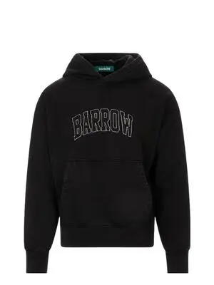 BARROW Logo Embroidered Pocket Hoodie - Black
