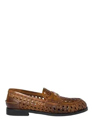 Miu Miu Woven Loafers - Cognac