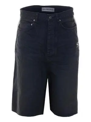 Balenciaga Piping Detail Denim Shorts - Black