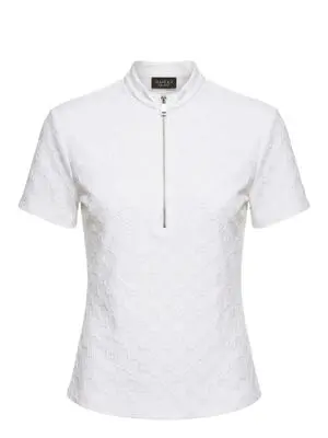 Gucci Gg Jersey Jacquard Half Zip T-shirt - White