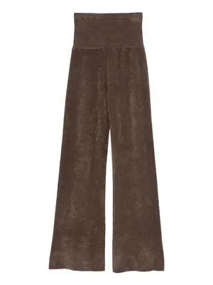 AYA MUSE Ribbed Knit High Waist Trousers - Brown