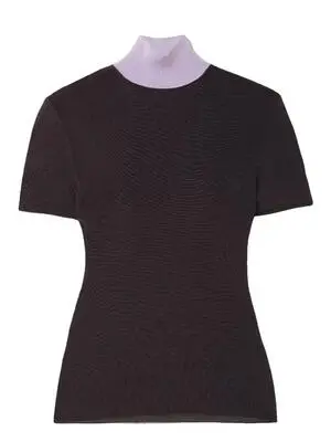SELF-PORTRAIT Color-block Knitted Top - Black