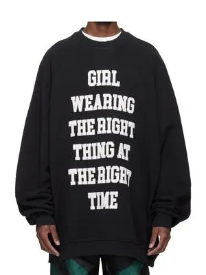 Vaquera Oversized Pullover Sweatshirt With Text Appliqu - Black