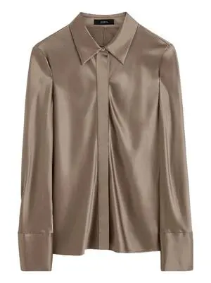 JOSEPH Brunel Silk-satin Shirt - Brown
