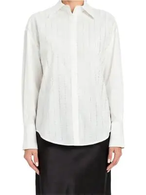 TWINSET Long-sleeved Shirt With Curved Hem - White