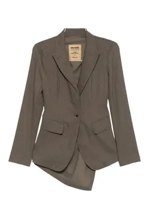 UMA WANG Single-breasted Blazer With Peak Lapels And Asymmetric Hem - Green