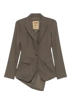 UMA WANG Single-breasted Blazer With Peak Lapels And Asymmetric Hem - Green