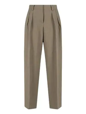 THE FRANKIE SHOP Daytona Pleated Mid-waist Trousers - Gray