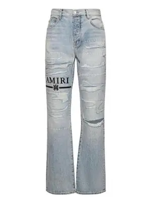 Amiri Bar Logo Straight Jeans - Gray