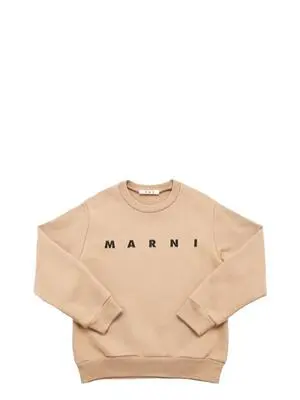 Marni Cotton Sweatshirt With Front Logo - Nude