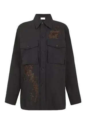 P.a.r.o.s.h Embroidered Long Sleeve Shirt - Black