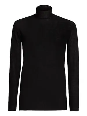 Rick Owens Level Turtleneck Wool Knit Top - Black