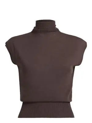 Rick Owens Knit Short Sleeve Turtleneck Top - Black
