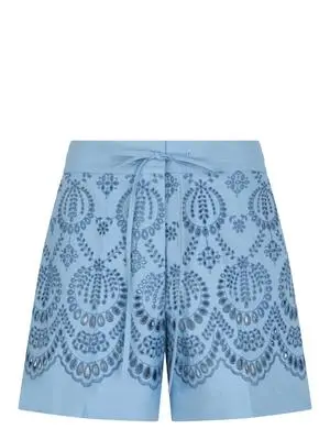P.a.r.o.s.h Cannes Broderie-anglaise Shorts - Blue