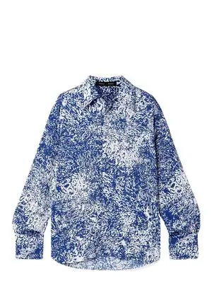 Proenza Schouler Norman Printed Crepe Shirt - Blue