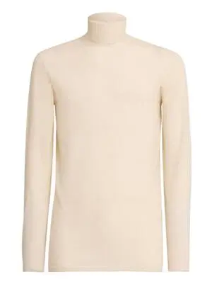 Rick Owens Level Turtleneck Wool Knit Top - Nude