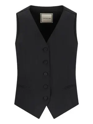 Tagliatore Sleeveless V-neck Waistcoat - Black