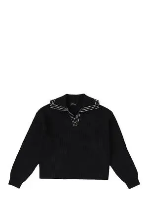 Monnalisa Embellished Poly Blend Knit Sweater - Black