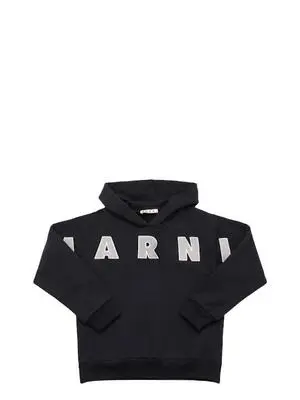 Marni Hooded Cotton Sweatshirt With Logo - Black