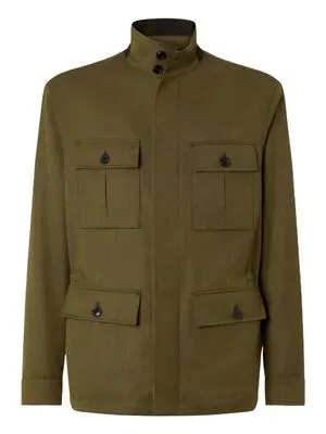 Zegna Four-pocket Stand Collar Jacket - Olive Green