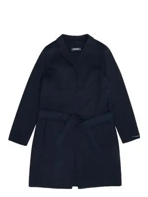 Max Mara Max Mara Logo Wool Belted Coat Blue