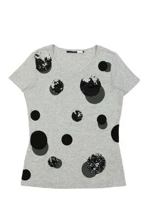 Sportmax Round Neck Short Sleeve T-shirt With Embellished Print - Gray