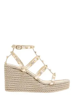 VALENTINO Valentino Rockstud Laminated Nappa Wedge Sandal 95 Mm