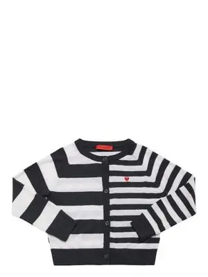 MAXCO. Max&co. Striped Wool Knit Cardigan - Black