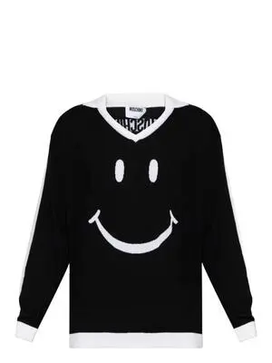 Moschino X Smiley V-neck Jumper - Black
