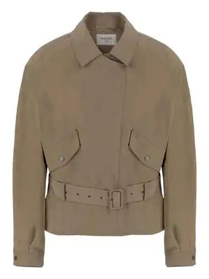 Saint Laurent Short Belted Jacket - Brown