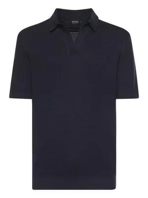 Zegna Zegna Premium Polo Shirt Navy Blue