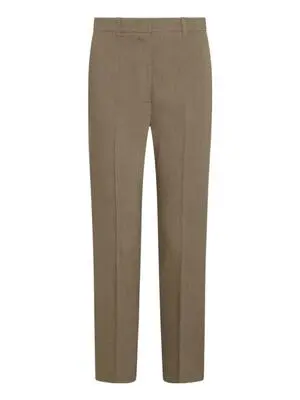Marella Stretch Viscose And Linen Slim Cut Trousers - Brown