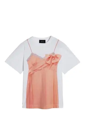 Simone Rocha Crew Neck T-shirt With Printed Camisole Detail - White/citrus
