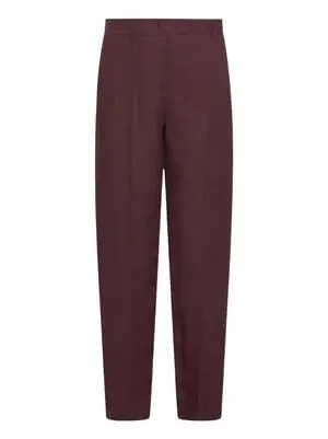 Marella Linen Canvas Chino Trousers - Brown