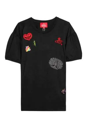 VIVIENNE WESTWOOD Short Sleeve T-shirt With Embellishments - Black