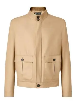 Zegna Stand Collar Front Pocket Jacket - Nude