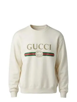 Gucci Logo Printed Crewneck Sweatshirt - Gray