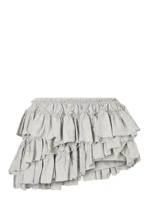 Dries Van Noten Asymmetrical Ruffled Cotton Knit Shorts - Grey