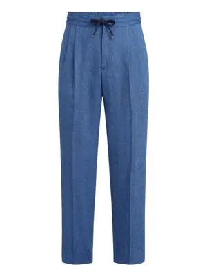 Brunello Cucinelli Drawstring Tapered Trousers - Blue