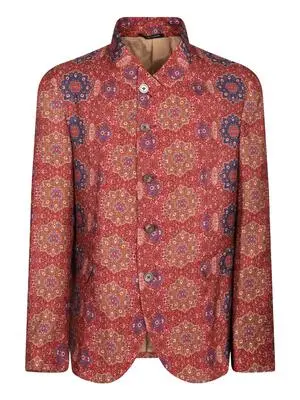 Emporio Armani Patterned Stand-collar Jacket - Brown