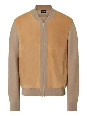 Zegna Panelled Bomber Jacket - Beige