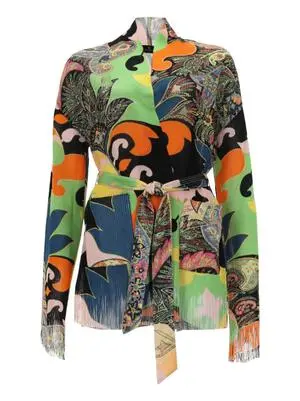 Etro Belted Waist Patterned Cardigan - Multicolor